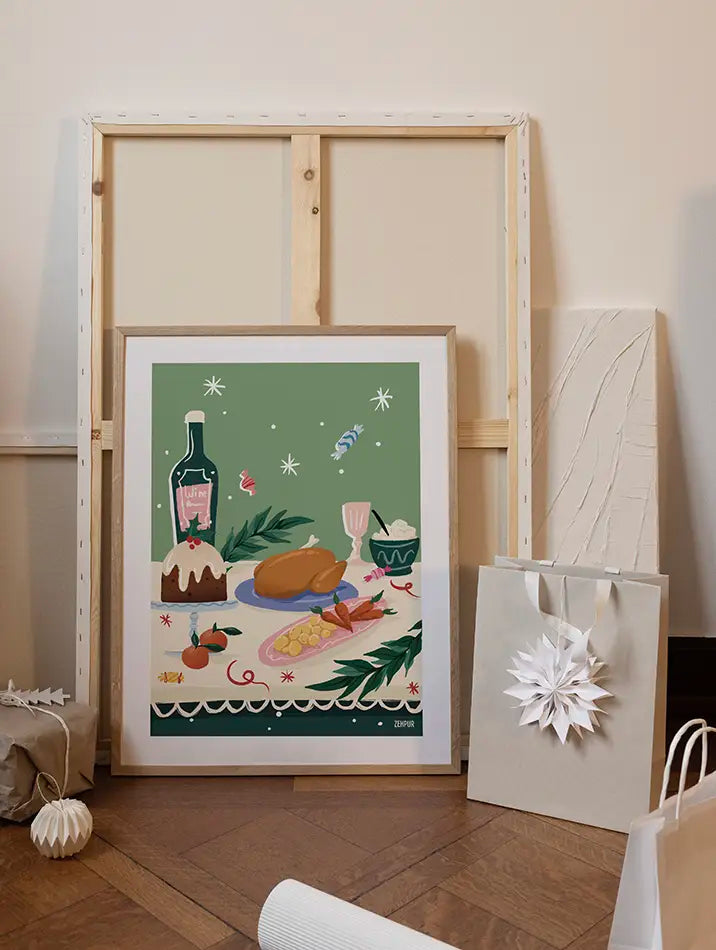 Christmas meal poster | Discover this art print | Zehpur